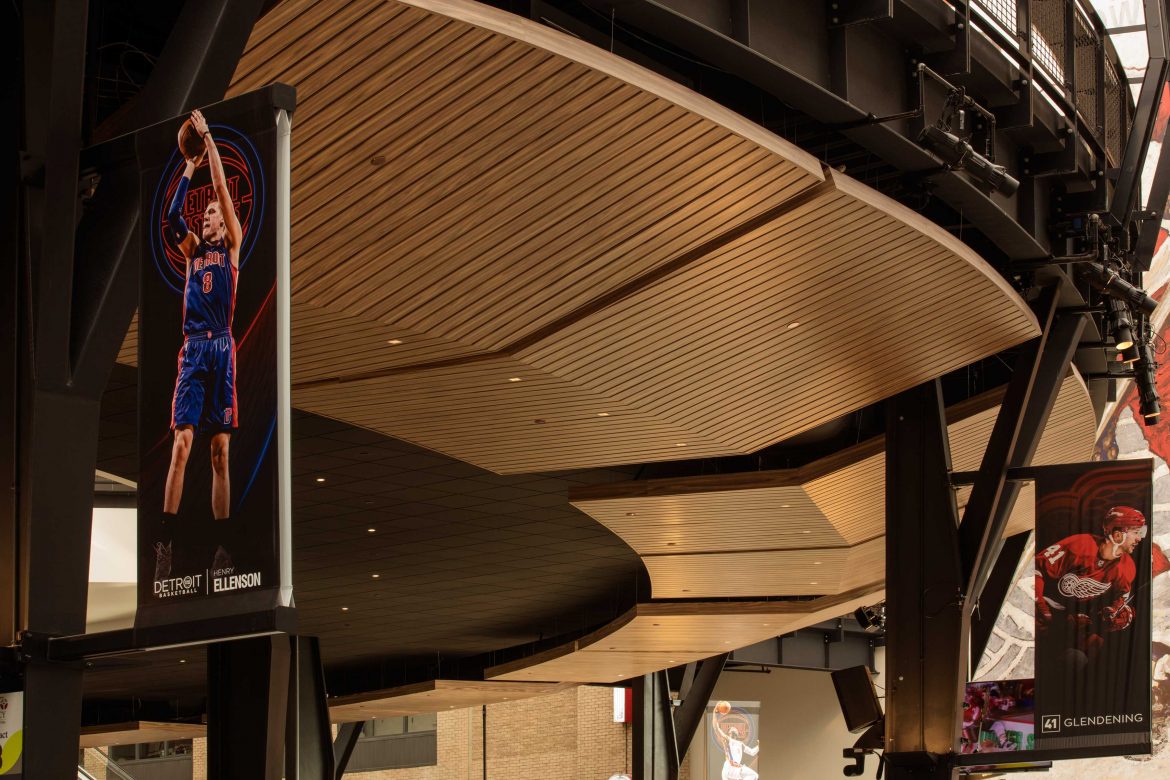 For the Little Caesars Arena concourse, wrapping all the way around the ...